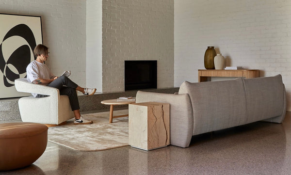 Elle Block Square Side Table Brown Vein – the design library