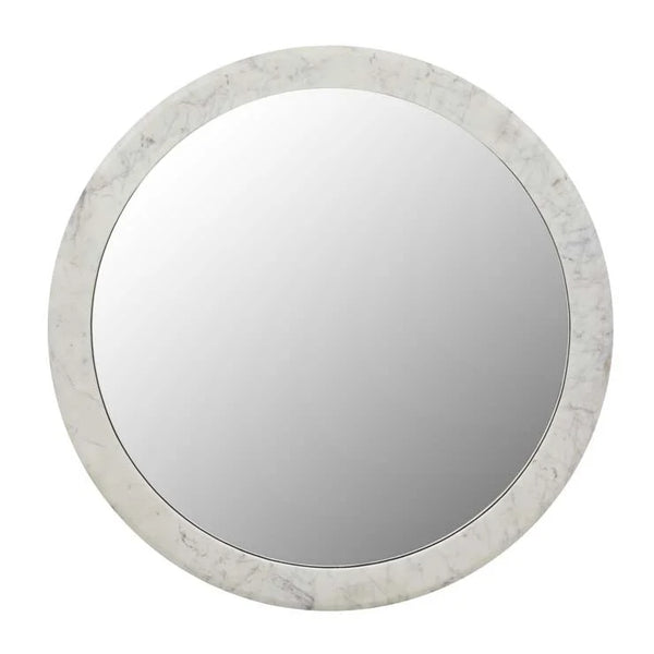 Rufus Round Mirror Grey Vein Marble – the design library